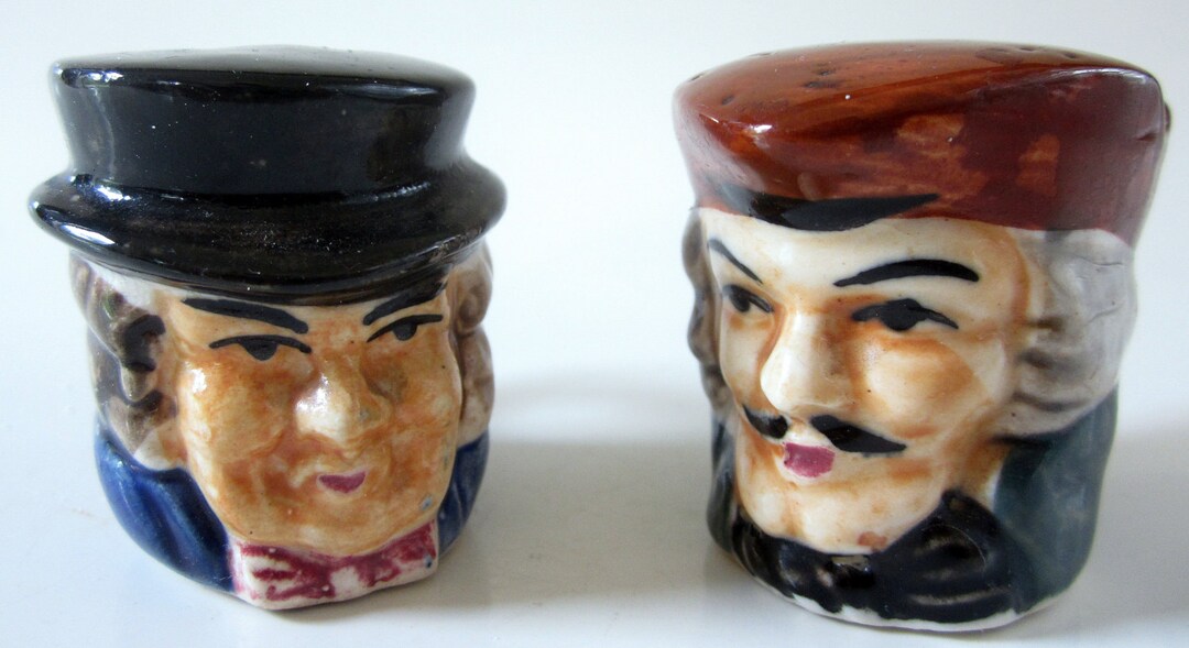 Vintage TOBY STYLE Ornate Raised Design Salt Pepper Shaker Set Japan ...