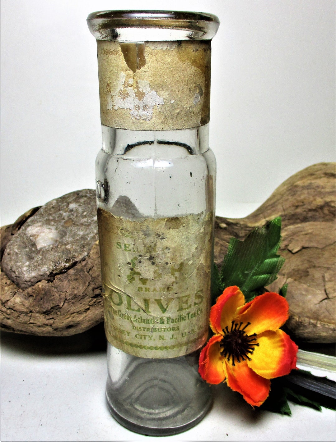 Glass Jar Olive Bottle Store A&P Atlantic Pacific Tea Co New Jersey USA ...