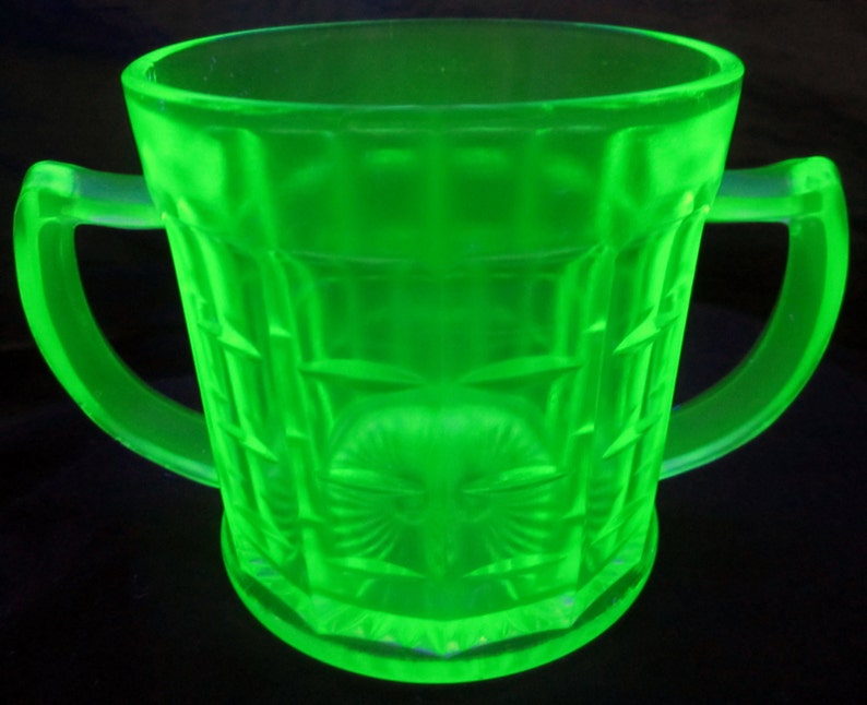 Sugar Bowl Green Depression Glass Block Optic Colonial Hazel - Etsy
