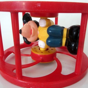 Mickey Mouse Red Rolling Toy Disney Toddler Roly Poly Rattle Wheels ...