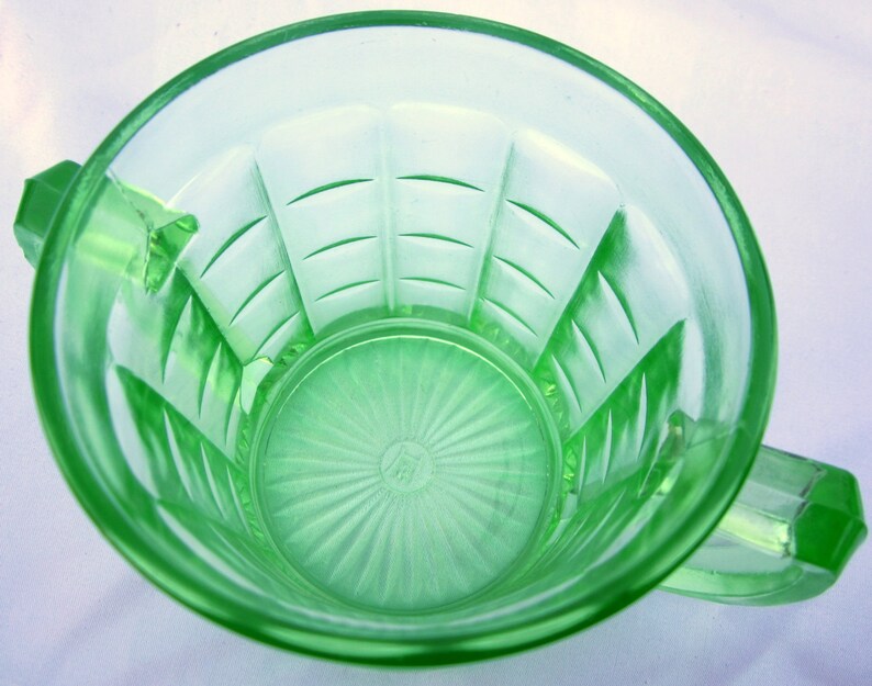 Sugar Bowl Green Depression Glass Block Optic Colonial Hazel - Etsy