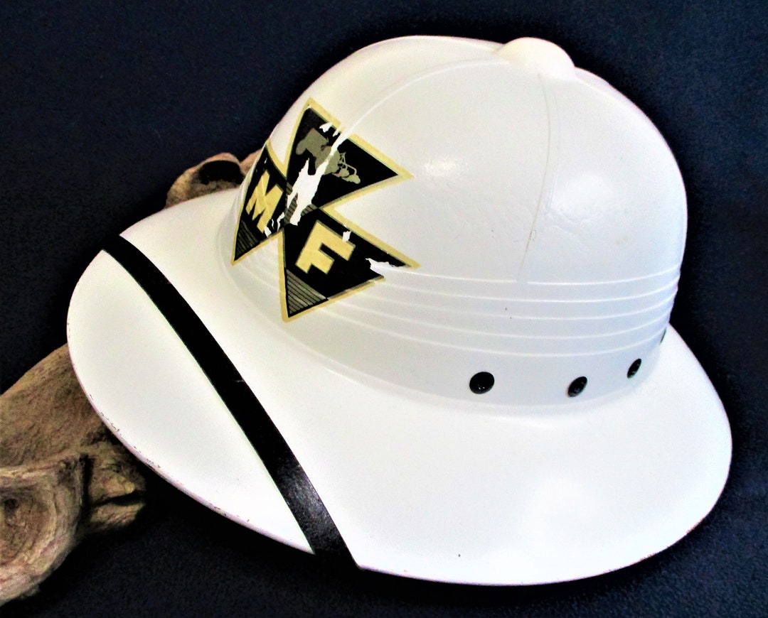 Vintage MF Massey Ferguson Pith Helmet Safari Farmer Snapback Hat Rare ...