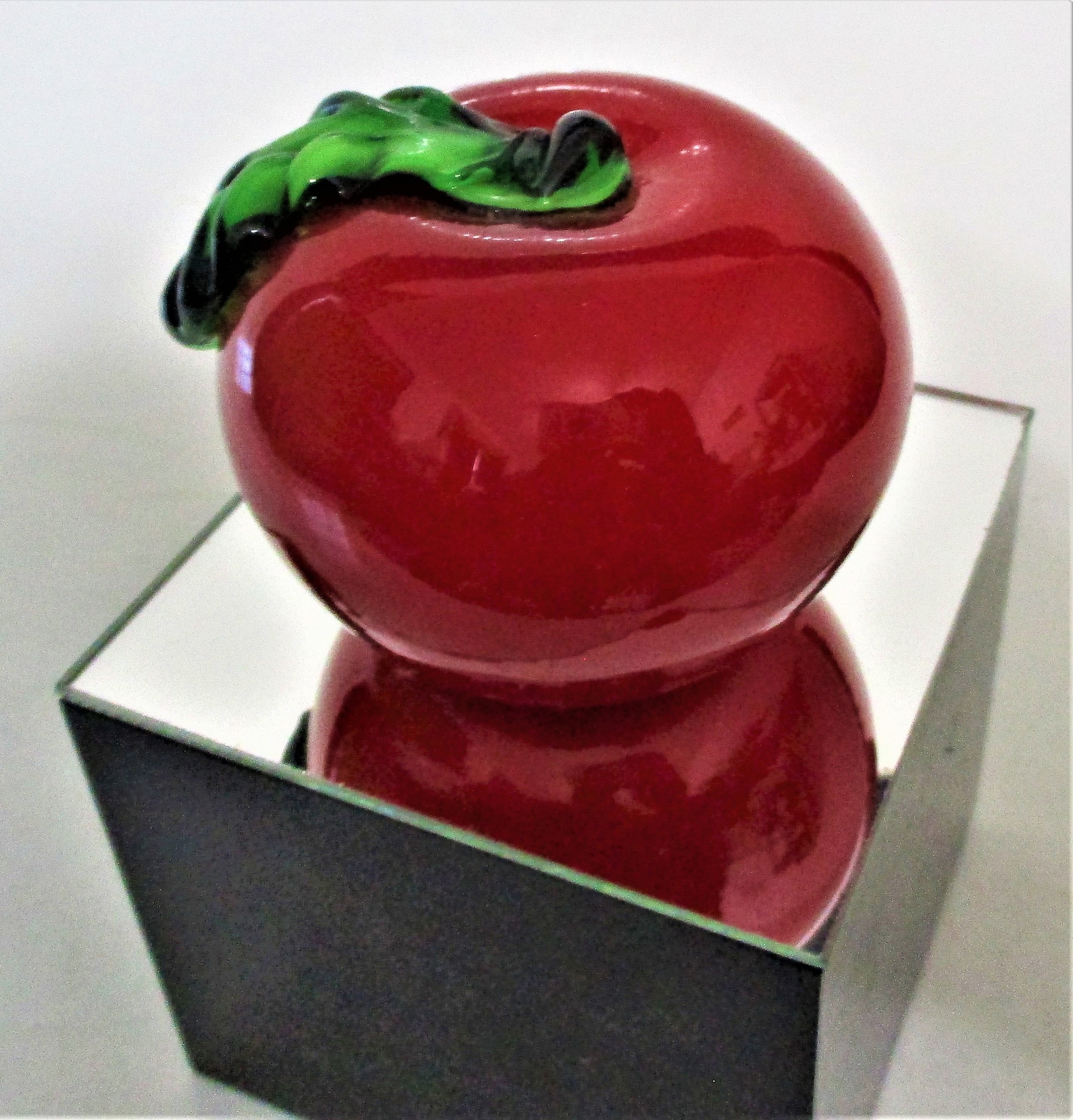 Art Glass Apple Hand Blown Dark Cranberry Amethyst Red Paperweight ...