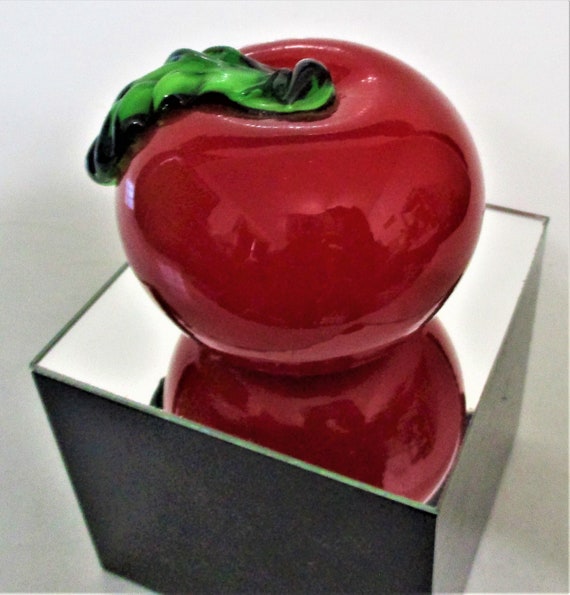Art Glass Apple Hand Blown Dark Cranberry Amethyst Red - Etsy