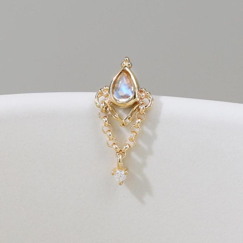 Moonstone Stud Chain - Etsy