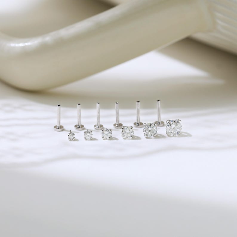 14k Solid White Gold Moissanite Diamond Multiple Size Earring ...