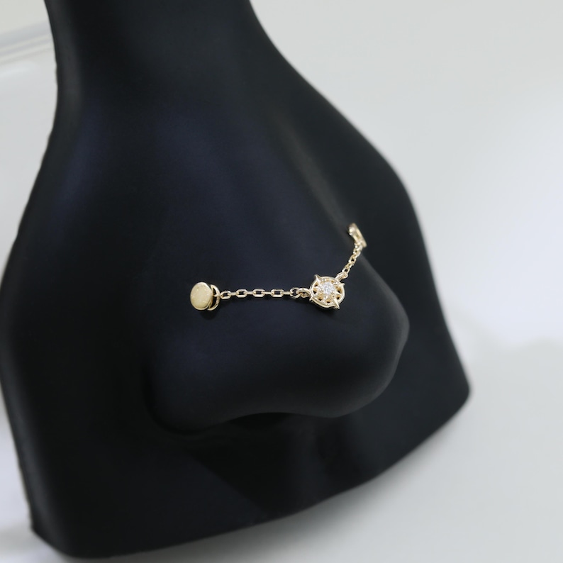 14K Solid Gold Star Moissanite Circle Hollow Chain Attachment ...