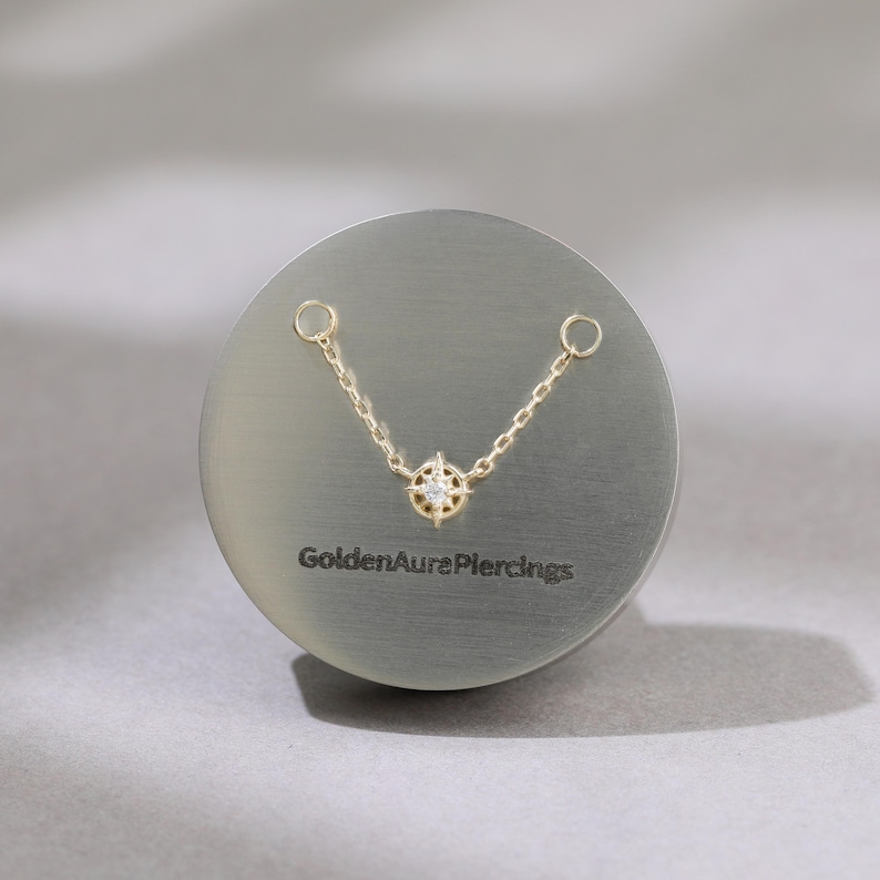 14K Solid Gold Star Moissanite Circle Hollow Chain Attachment ...
