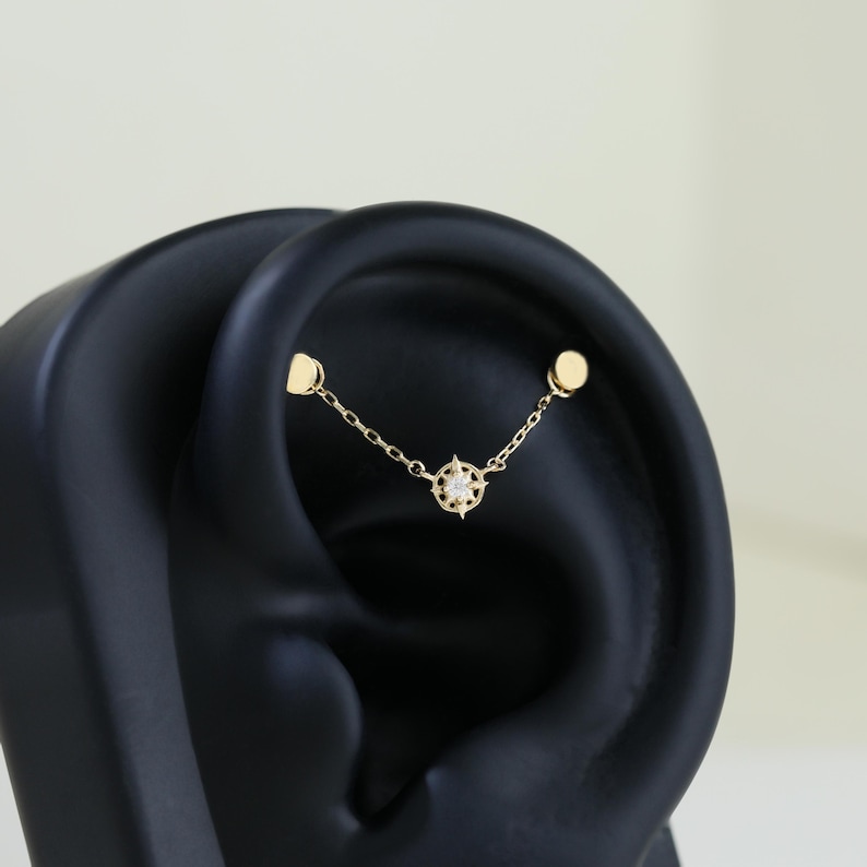 14K Solid Gold Star Moissanite Circle Hollow Chain Attachment ...