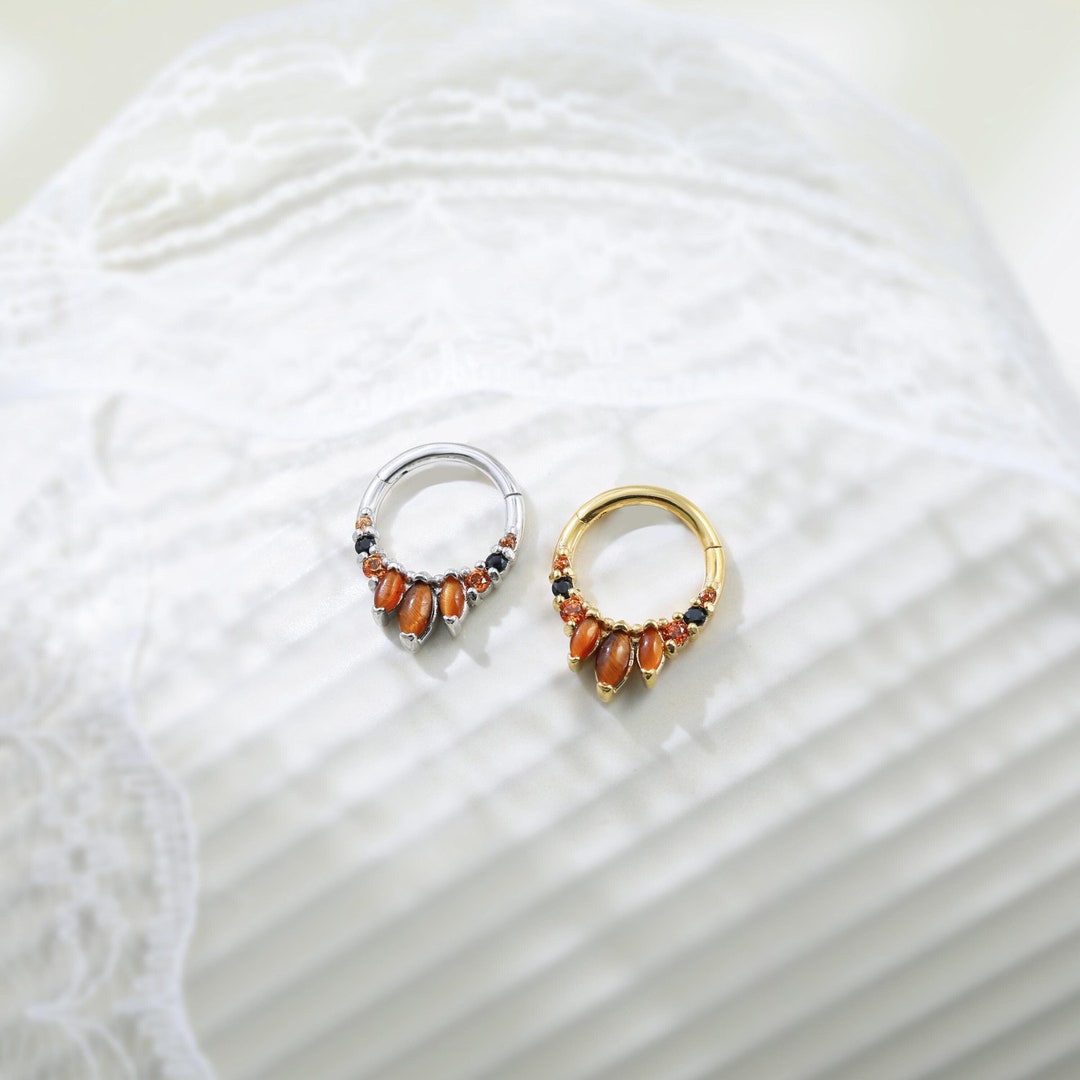 Tiger Eye Fanta Orange Garnet Black Spinel Hinged Clicker Cluster ...