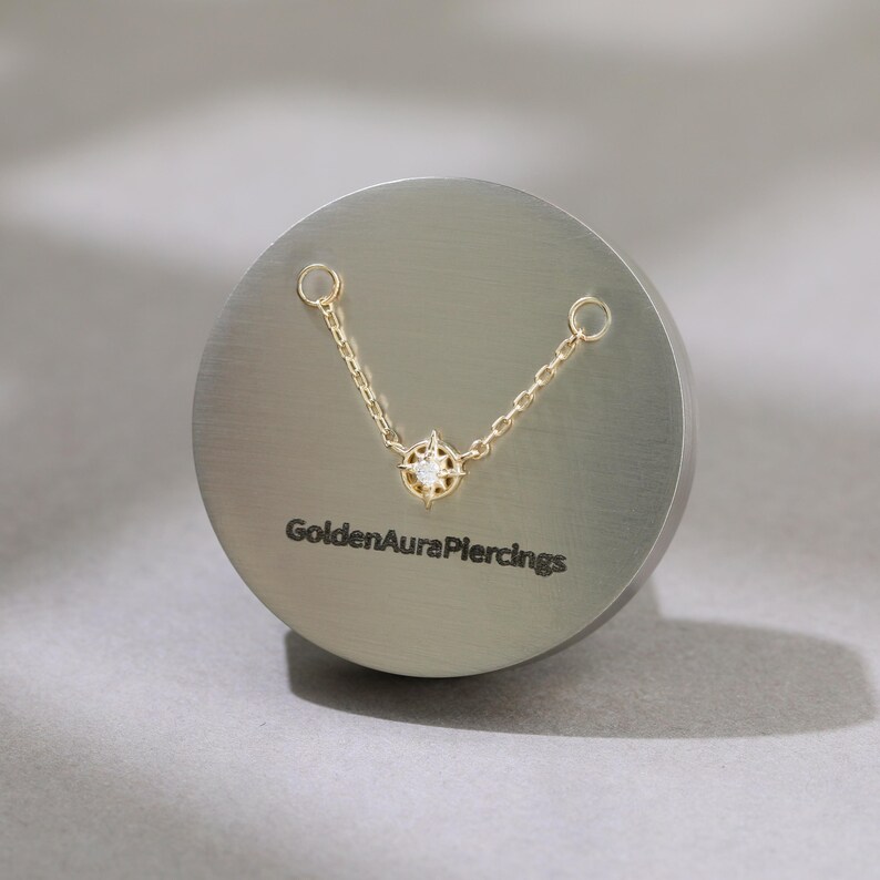 14K Solid Gold Star Moissanite Circle Hollow Chain Attachment ...