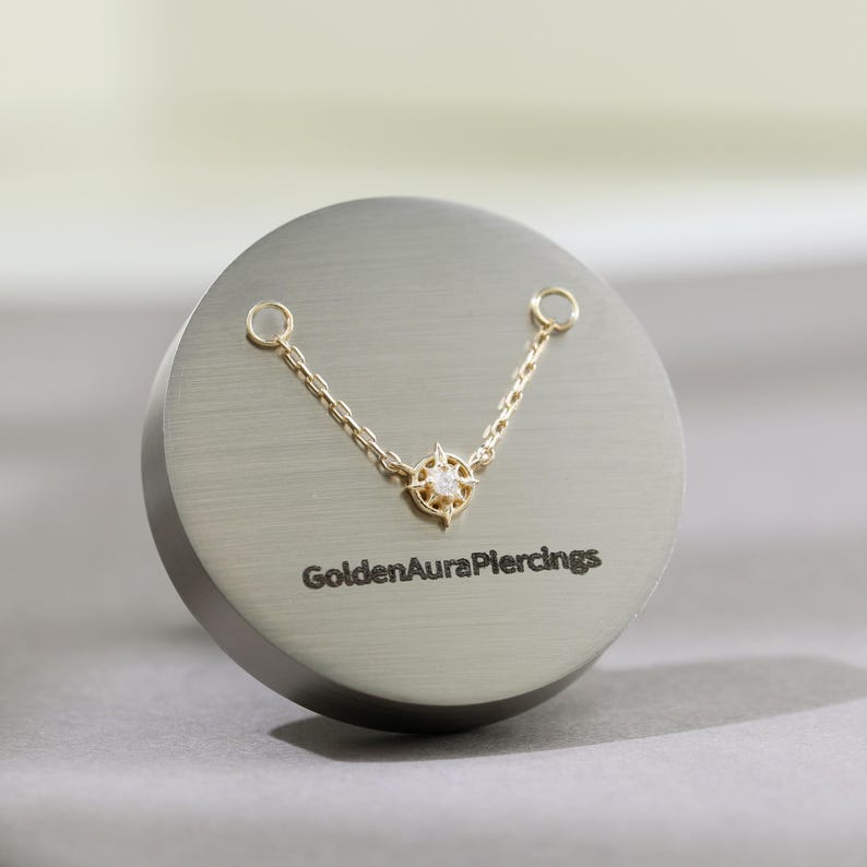 14K Solid Gold Star Moissanite Circle Hollow Chain Attachment ...
