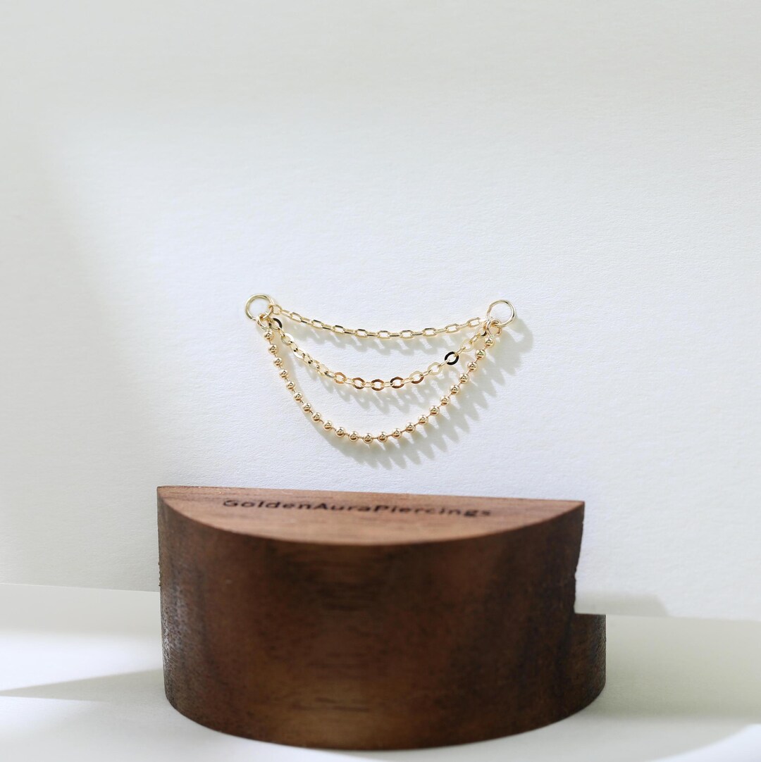 14K Solid Gold Triple Chain Attachment Minimalist Chain Connector ...