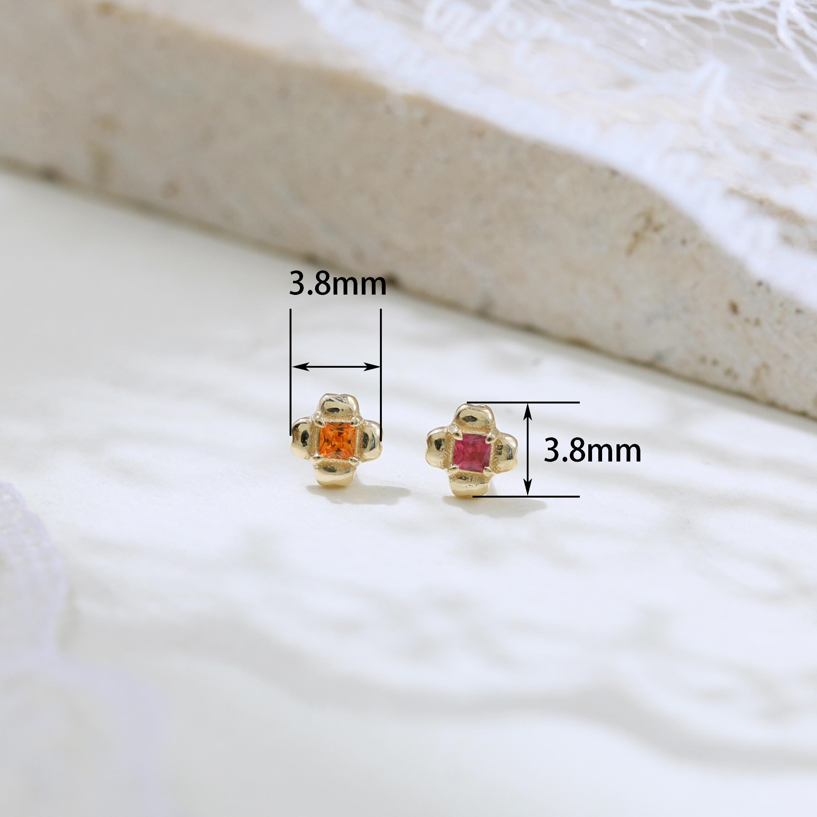 14K Solid Gold Flower Fanta Orange Garnet Rhodolite Garnet Earring ...