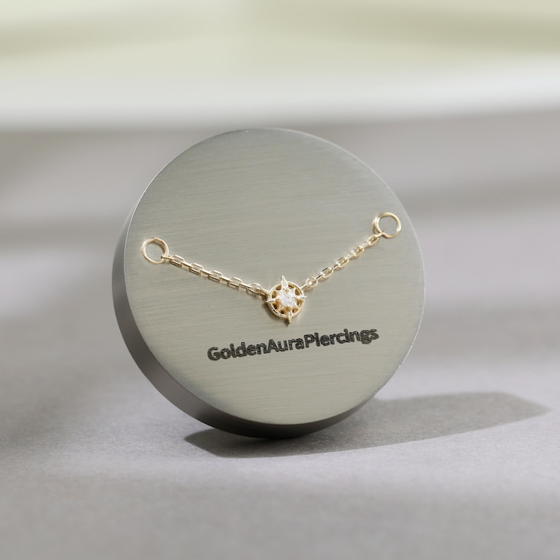 14K Solid Gold Star Moissanite Circle Hollow Chain Attachment ...
