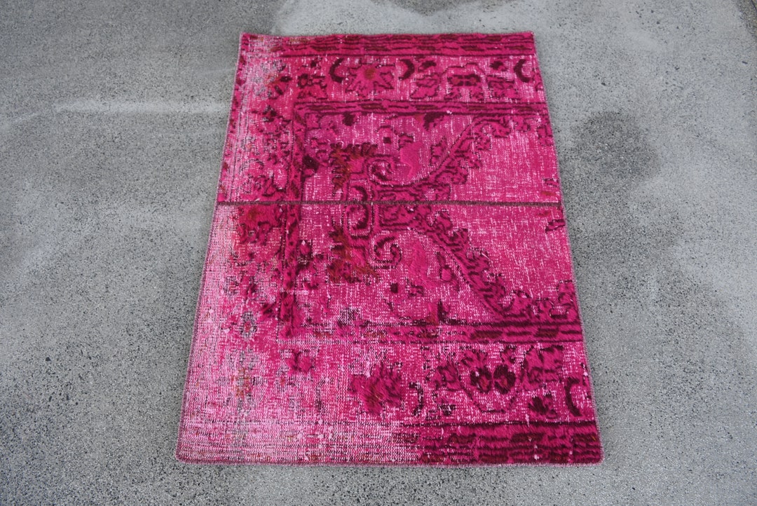 3x4 Small Rugs, Patchwork Rug, Turkish Rug, Vintage Rug, Overdyed ...