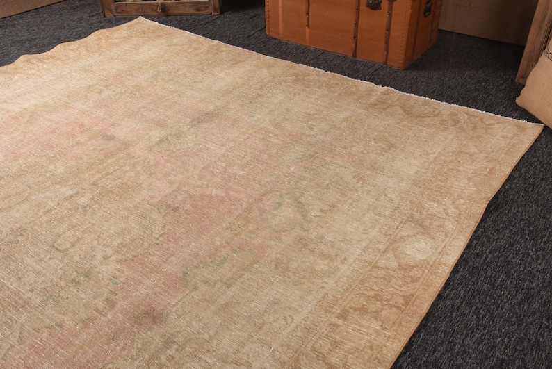 Turkish Oversize Rug, 9.7x12.8 Ft Vintage Rug, Brown Ombré Wool Rug ...