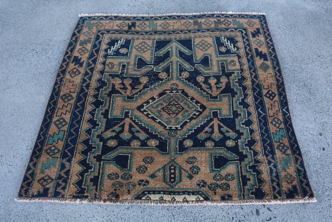 Vintage Rug, 4x4 Small Rug, Turkish Rug, Kurdish Rugs, Rugs for Entry ...