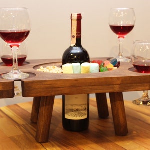 Wooden Wine and Snack Serving Tray, Breakfast Serving Table, Wine ...