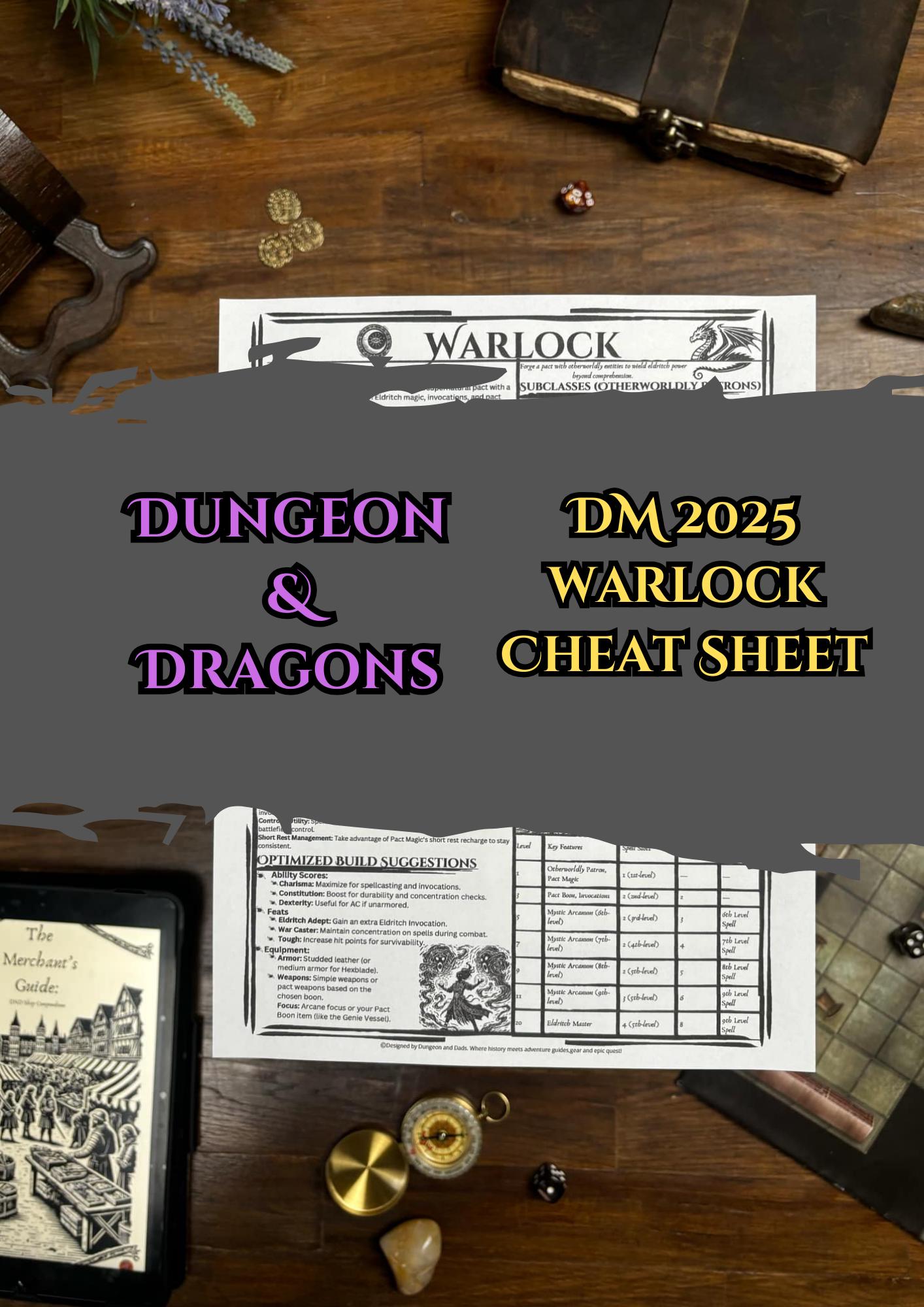 Warlock Class Codex – Dungeons & Dragons 5e Cheat Sheet SRD Compliant ...