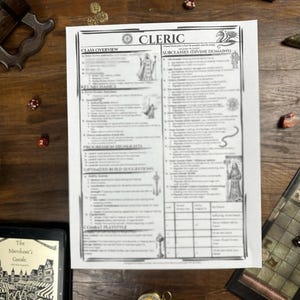 Cleric Class Codex – Dungeons & Dragons 5e Cheat Sheet SRD Compliant - Etsy