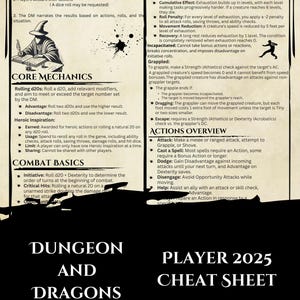 2025 DND Player Cheat Sheet | 5e Gameplay Reference PDF for Turns ...