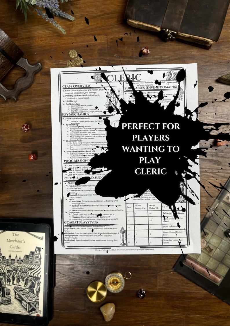 Cleric Class Codex – Dungeons & Dragons 5e Cheat Sheet SRD Compliant - Etsy