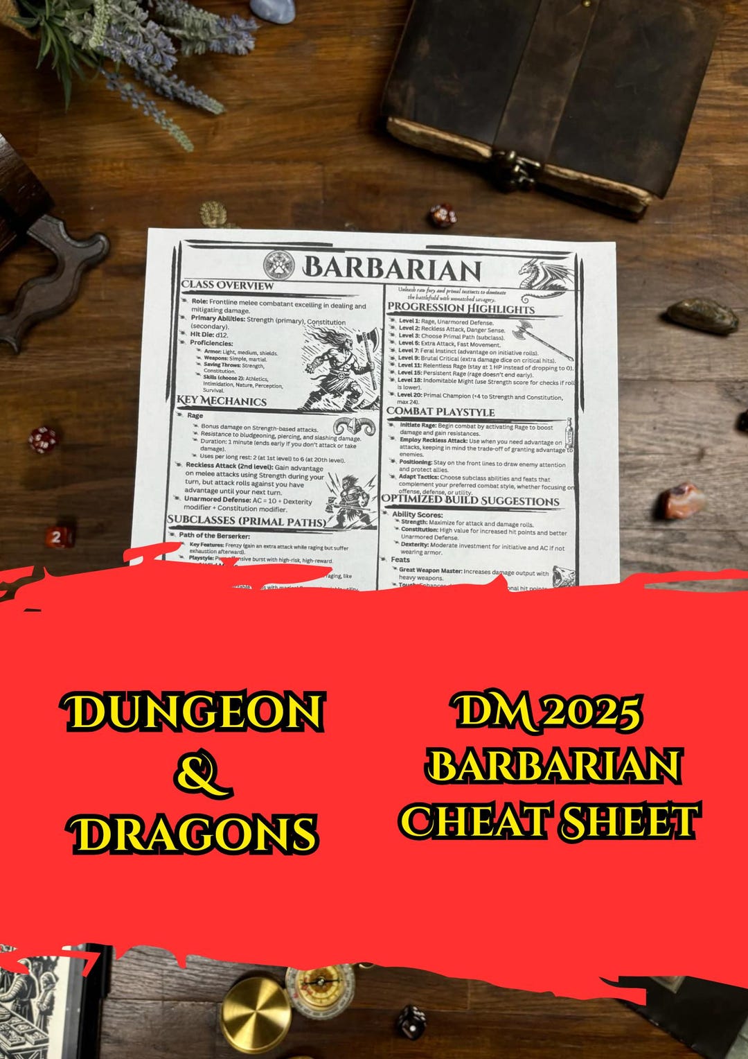 Barbarian Class Codex Dungeons & Dragons 5e Cheat Sheet - Etsy