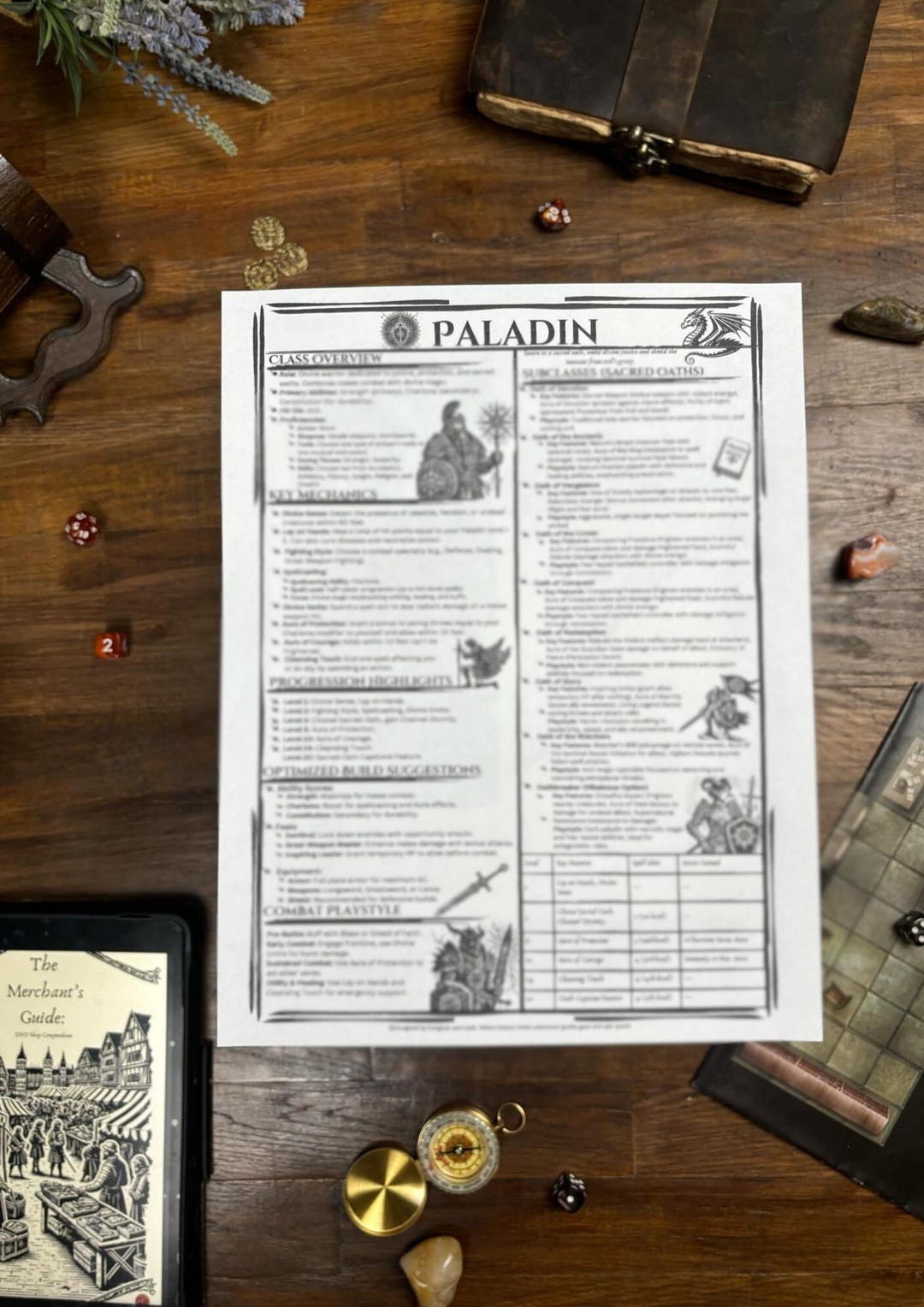 Paladin Class Codex – Dungeons & Dragons 5e Cheat Sheet SRD Compliant - Etsy