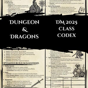 DND 5e Class Codex: Complete Cheat Sheet Collection (PDF Bundle) - Etsy