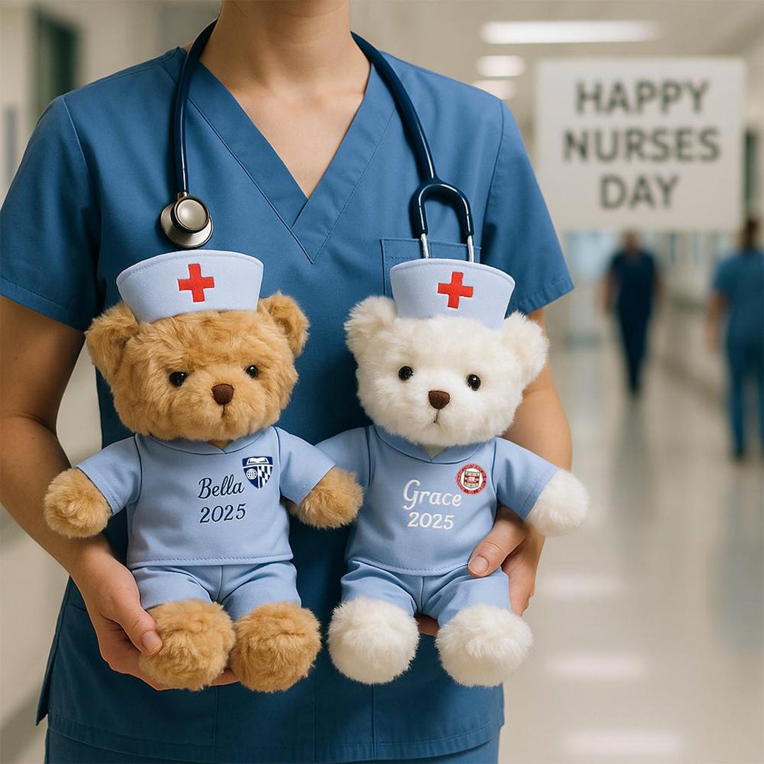 2026 Custom Medical Nurse Teddy Bear Emblem Name Graduation Keepsake ...