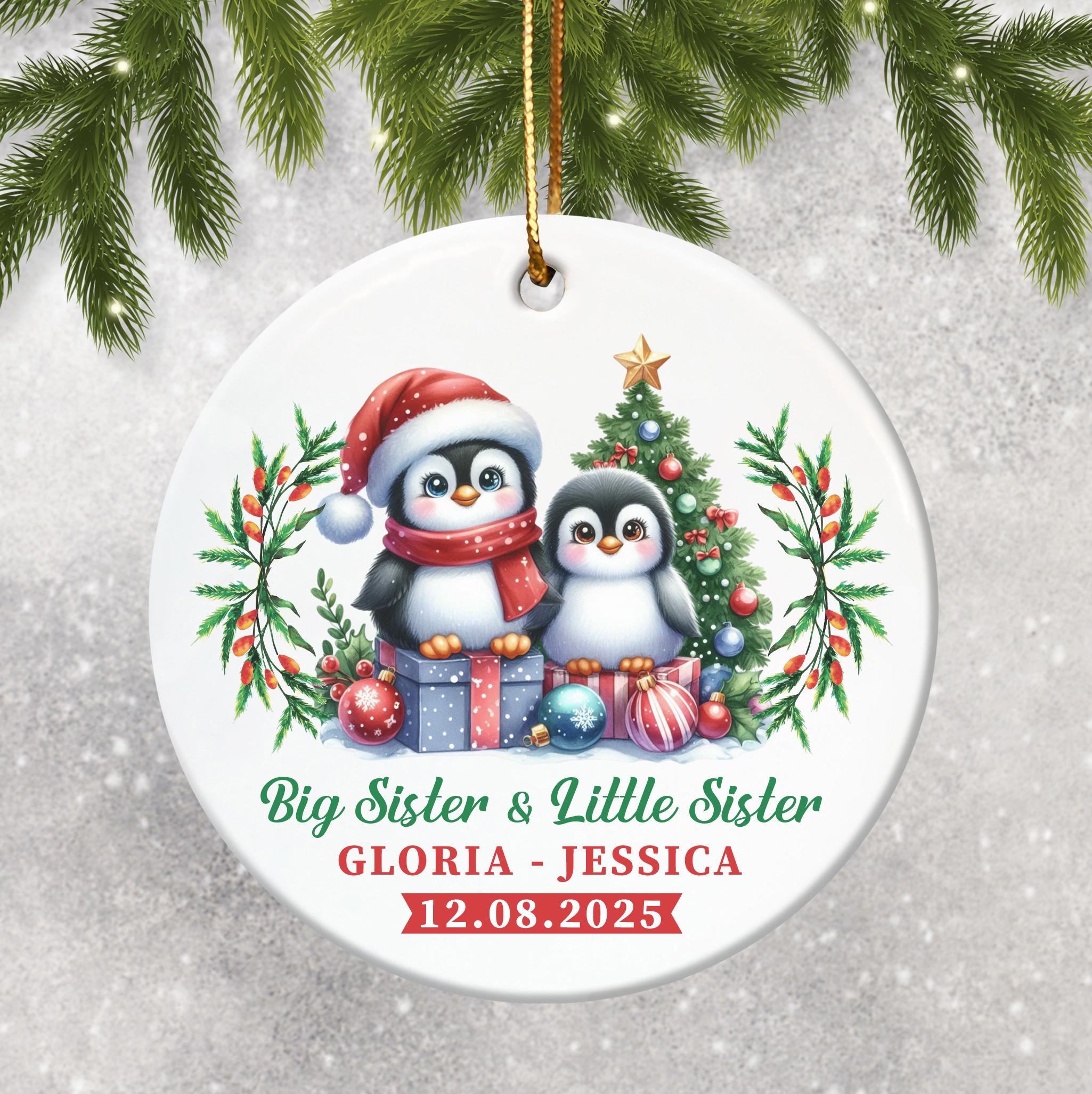 Personalized Big Sister Little Sister Penguin Christmas Ornament - Etsy