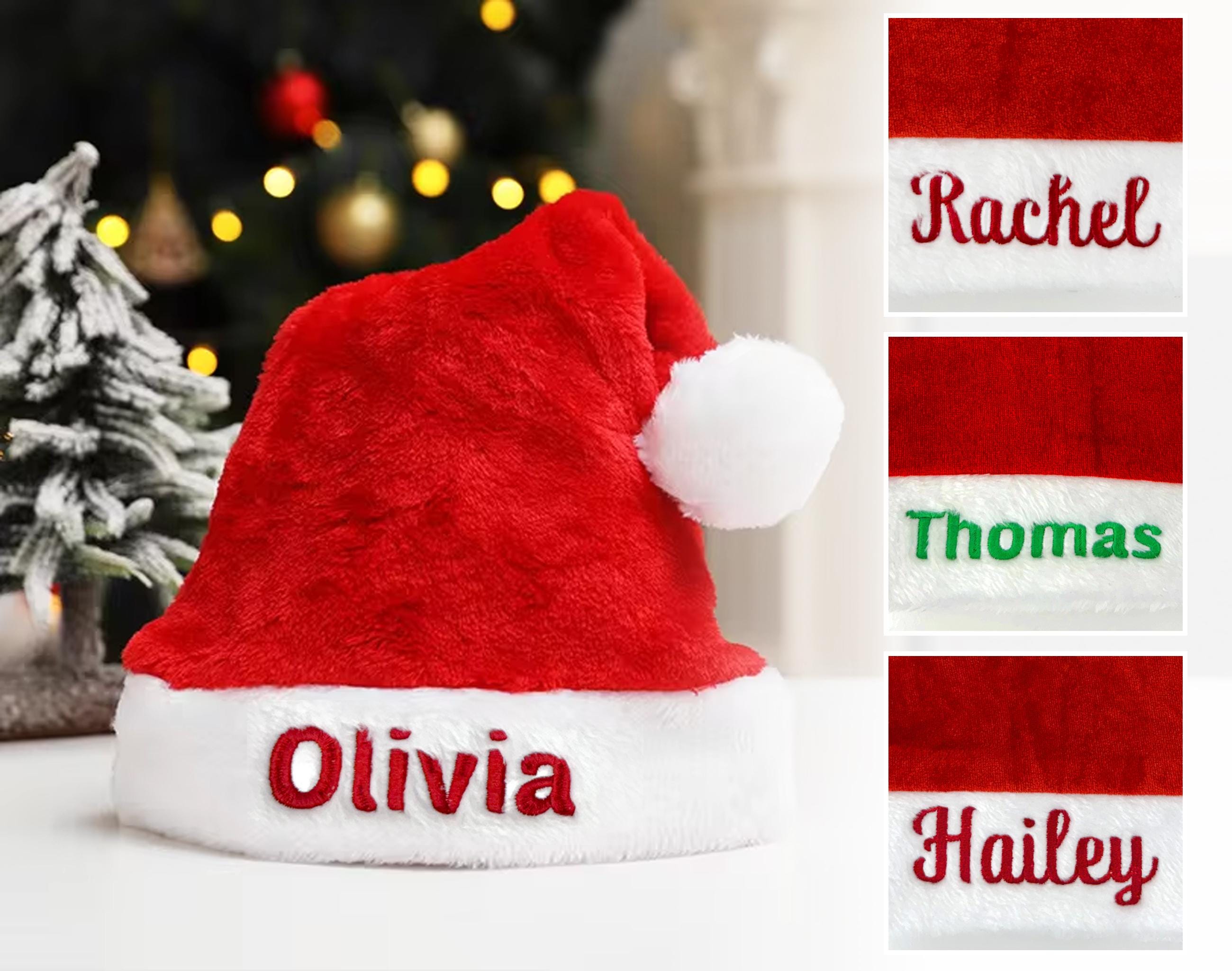 Custom Plush Velvet Santa Hat, Personalized Santa Hats, Hats for ...