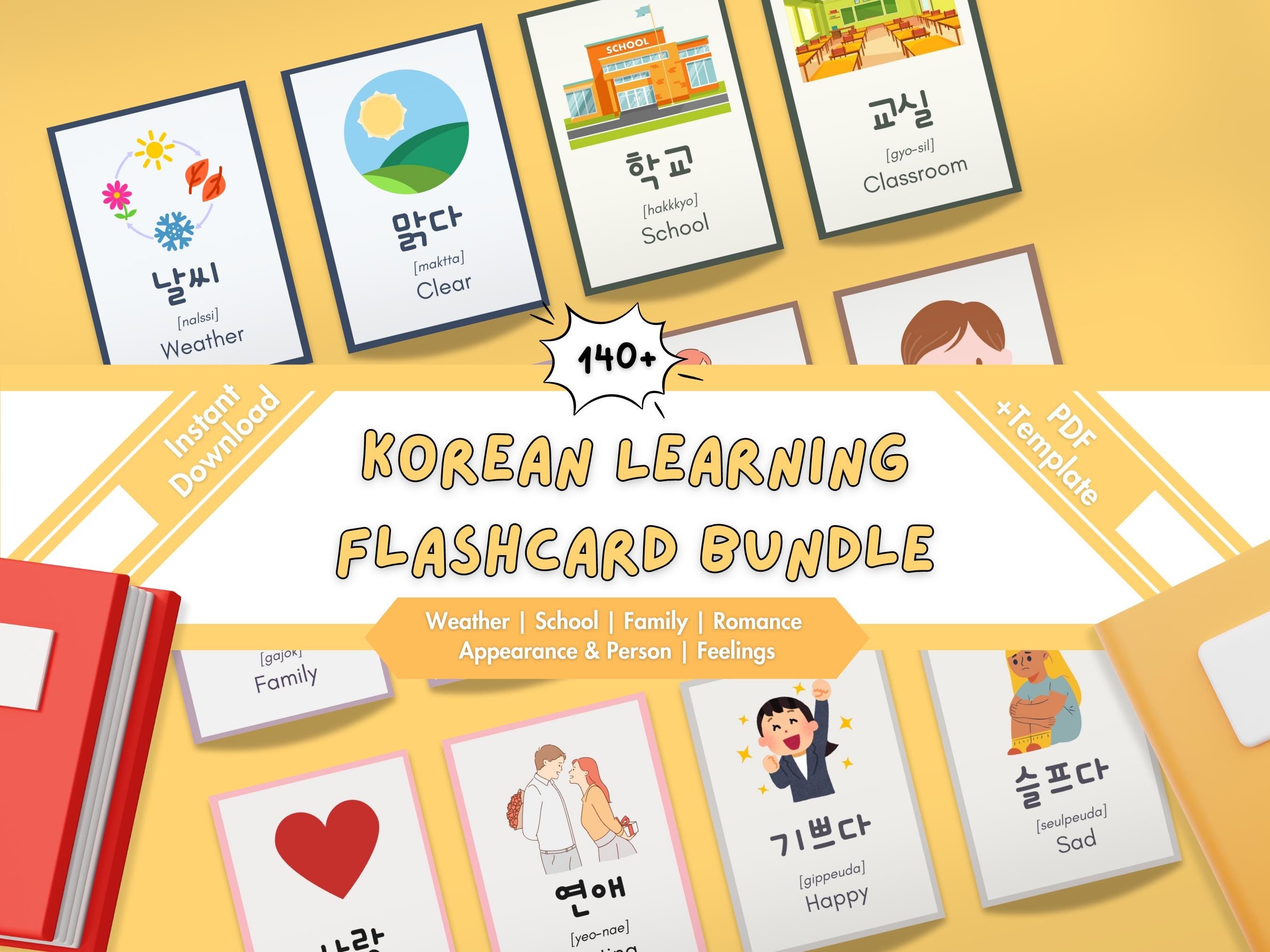 Learn Korean With Printable Flashcards Weather, School, Family ...