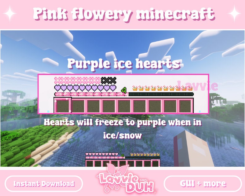 Pink Flowery Minecraft GUI + More Texture Pack! Versions 1.20.1 and ...