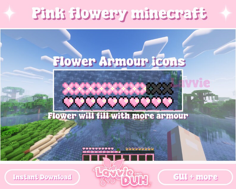 Pink Flowery Minecraft GUI + More Texture Pack! Versions 1.20.1 and ...