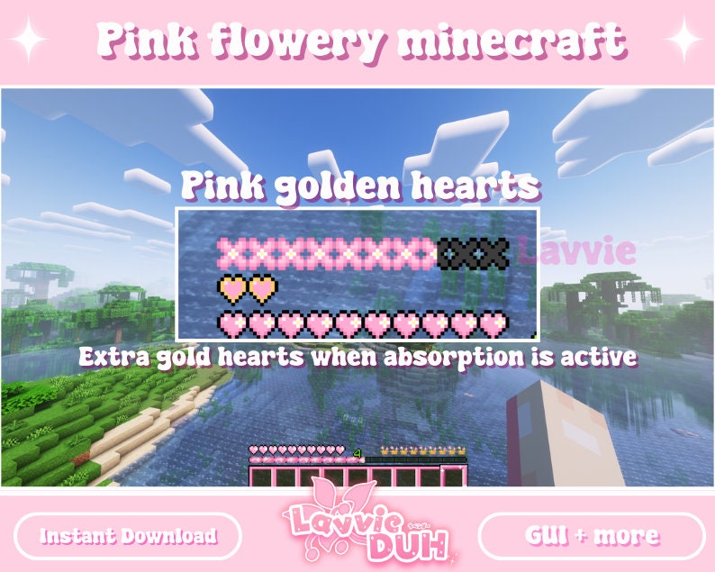 Pink Flowery Minecraft GUI + More Texture Pack! Versions 1.20.1 and ...