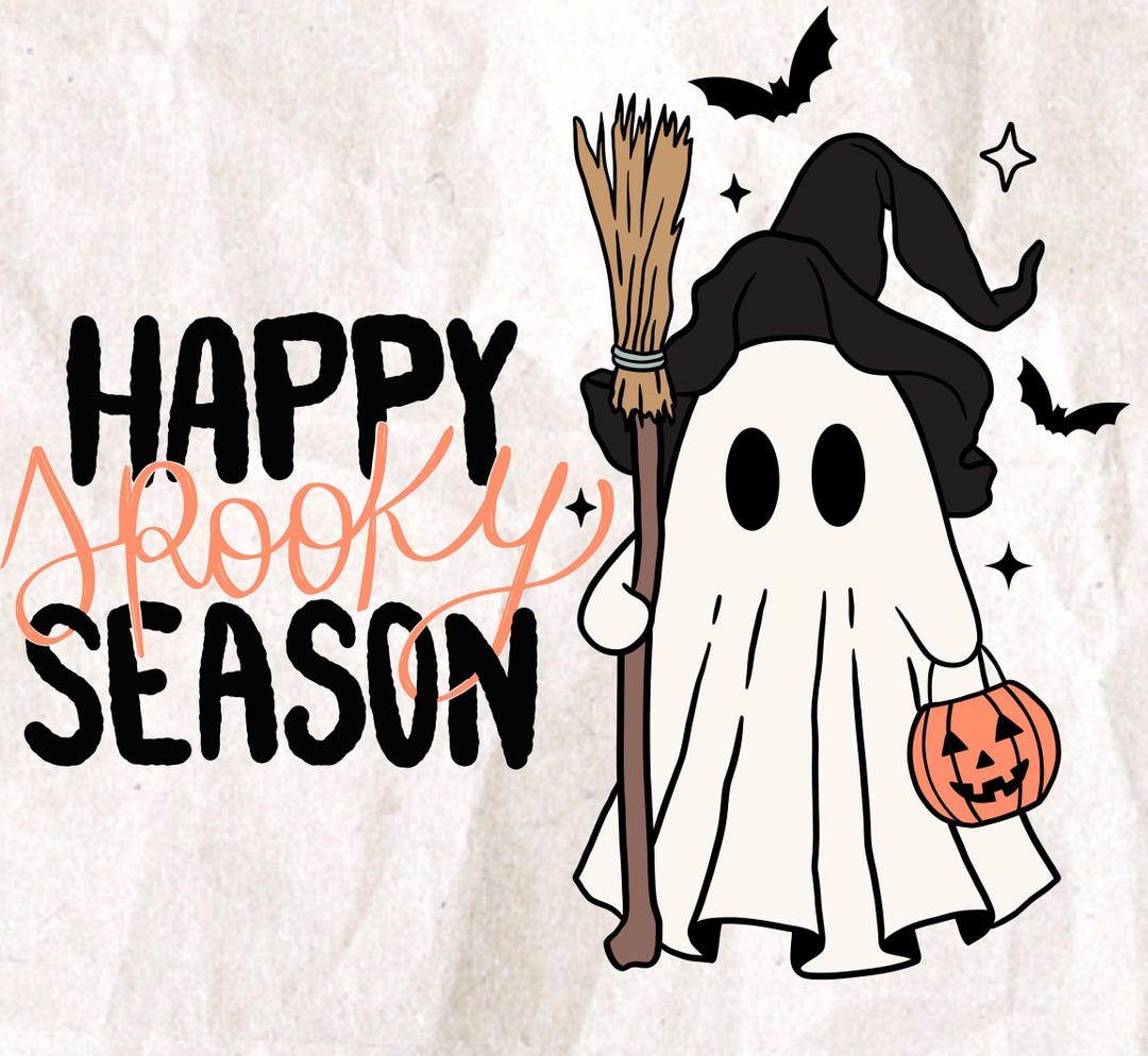 Spooky Season PNG Digital Download, Cute Ghost Halloween SVG Design ...