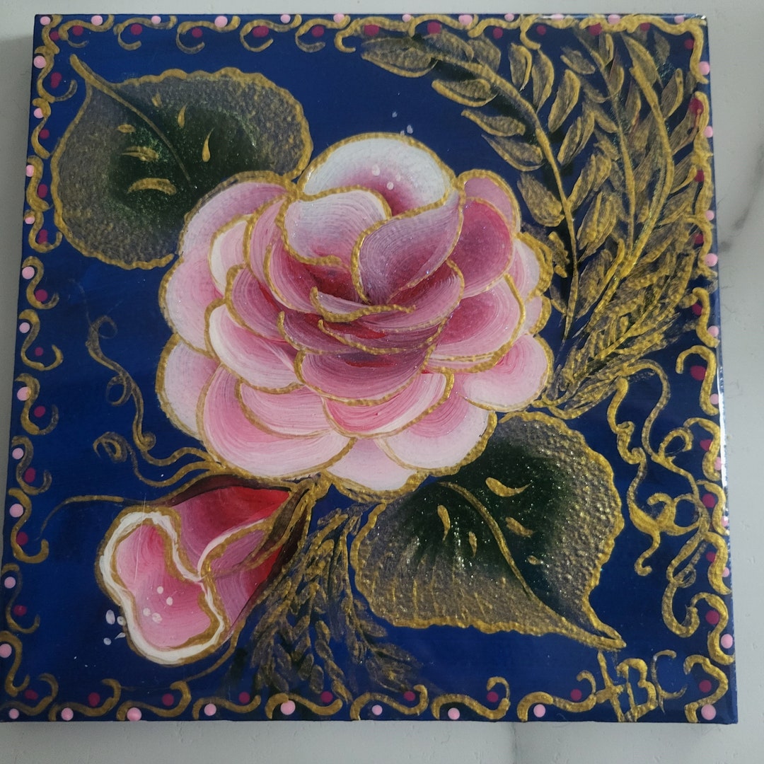 Hand Painted Ceramic Tiles, Customized Artwork, Birth Month Flowers ...