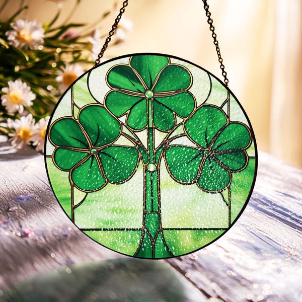 Shamrock Stained Glass Window Hanging - Etsy
