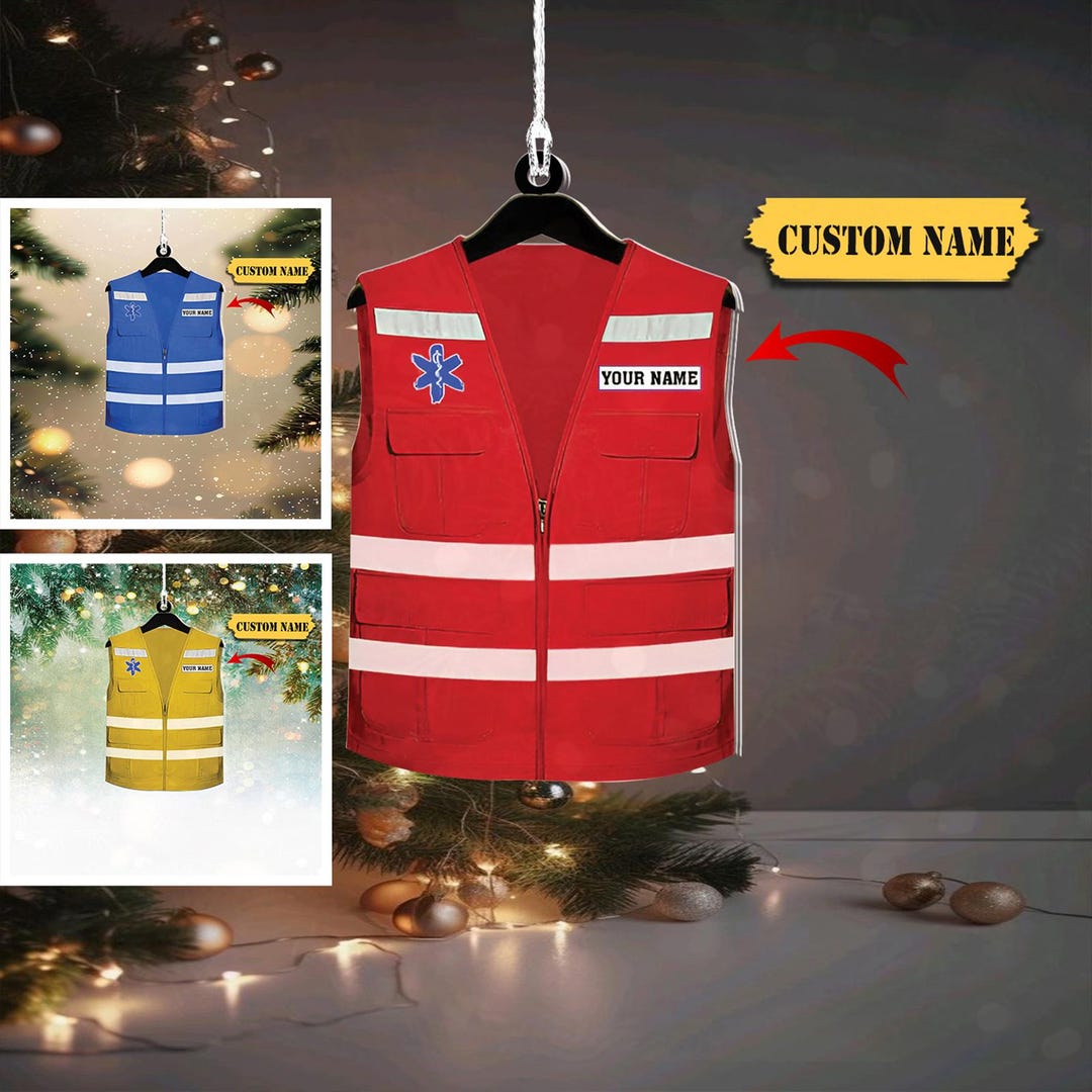 Personalized Paramedic Uniform Christmas Flat Ornament 2D, EMT Ornament ...