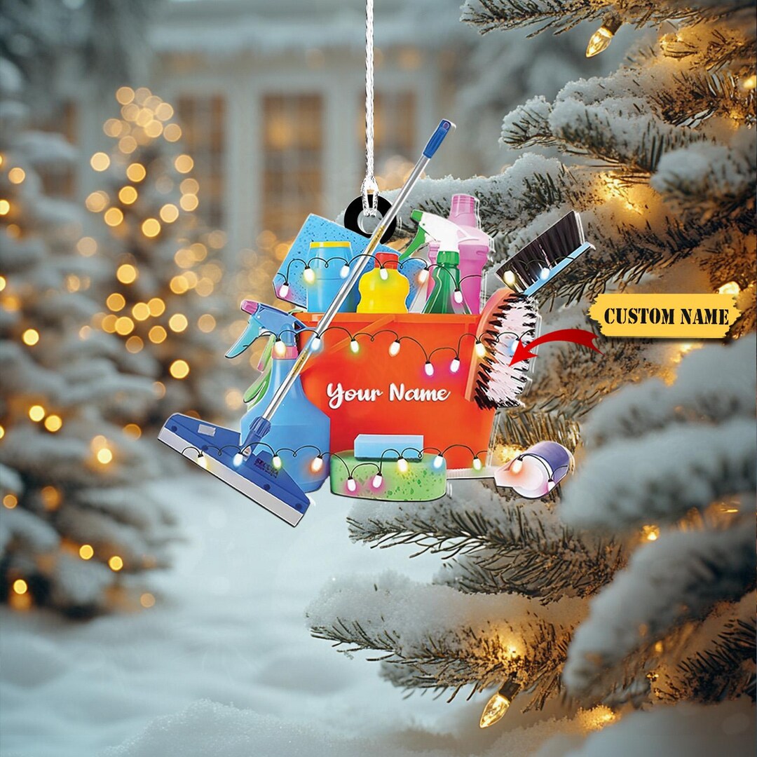 Personalized Cleaning Tools Christmas Ornament 2D, Custom Cleaning Maid ...