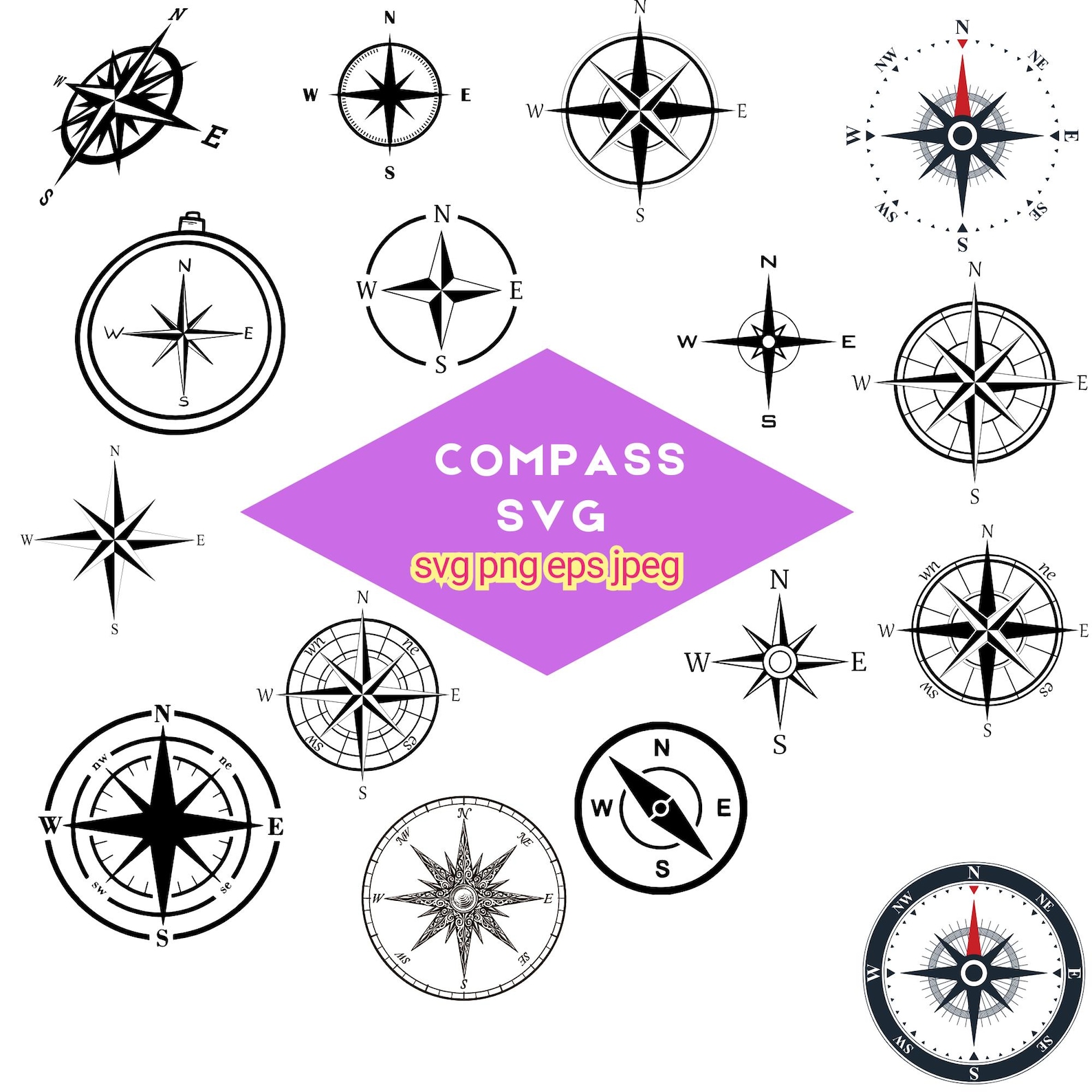 Compass Svg, Anchor Svg, Engraved Compass, Cruise Svg, Marine Svg ...