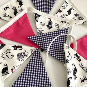 Pink Cat Bunting 12 Small Flags Bedroom, Photo Prop, Nursery, Birthday ...