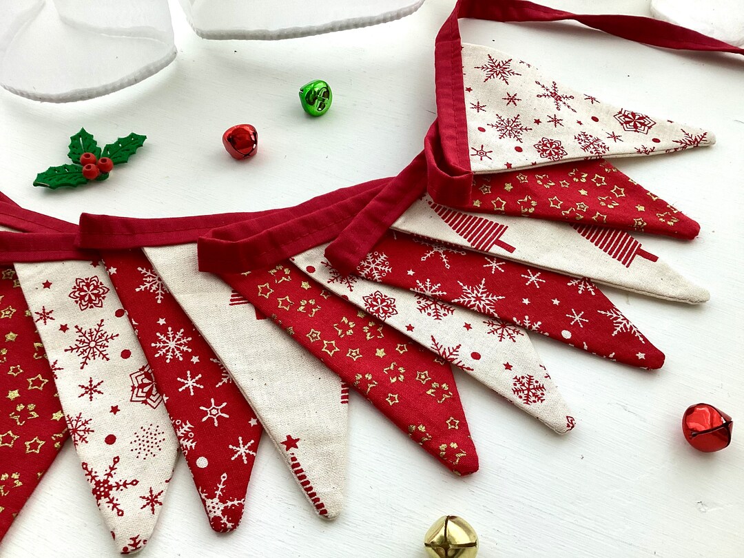 Christmas Bunting, Tree Design, Last One Remaining 12 Mini Flags ...