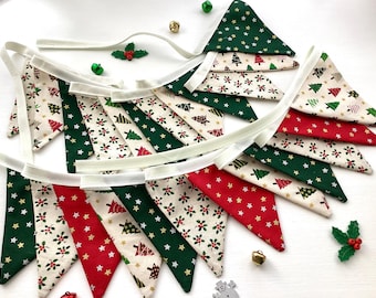 Christmas Bunting - Scandi Christmas Tree and Holly Design With Two ...