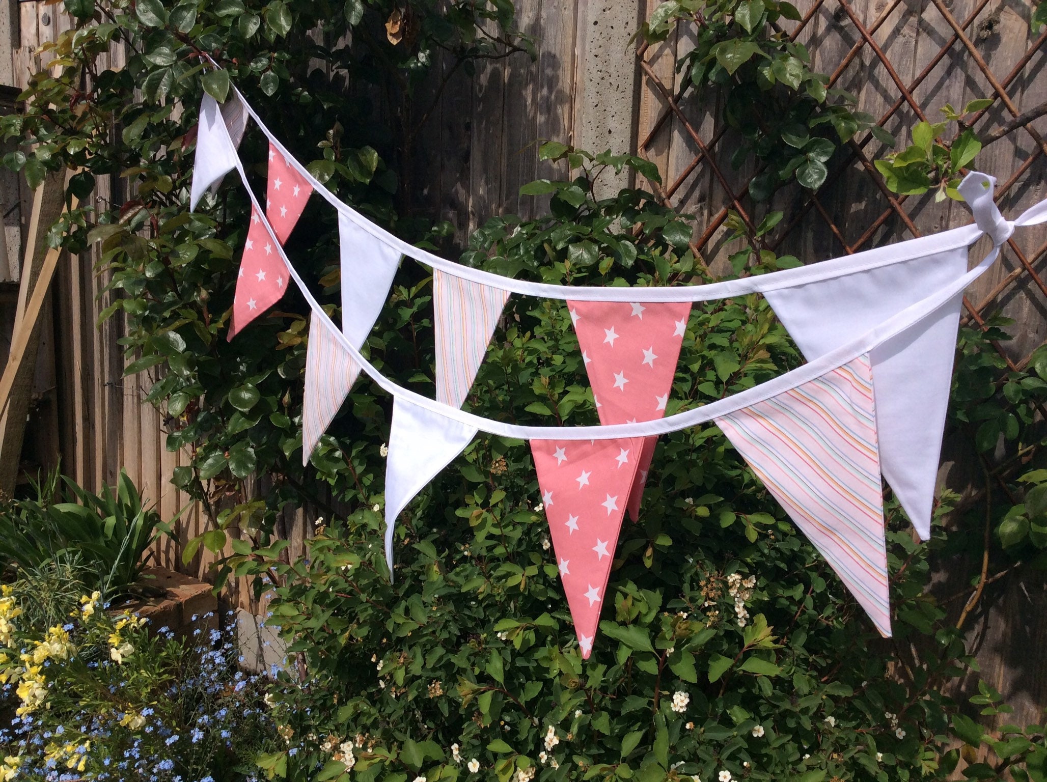 Pastel Bunting, Fabric Banner, - 18 Flags Measuring 14ft With Ties ...