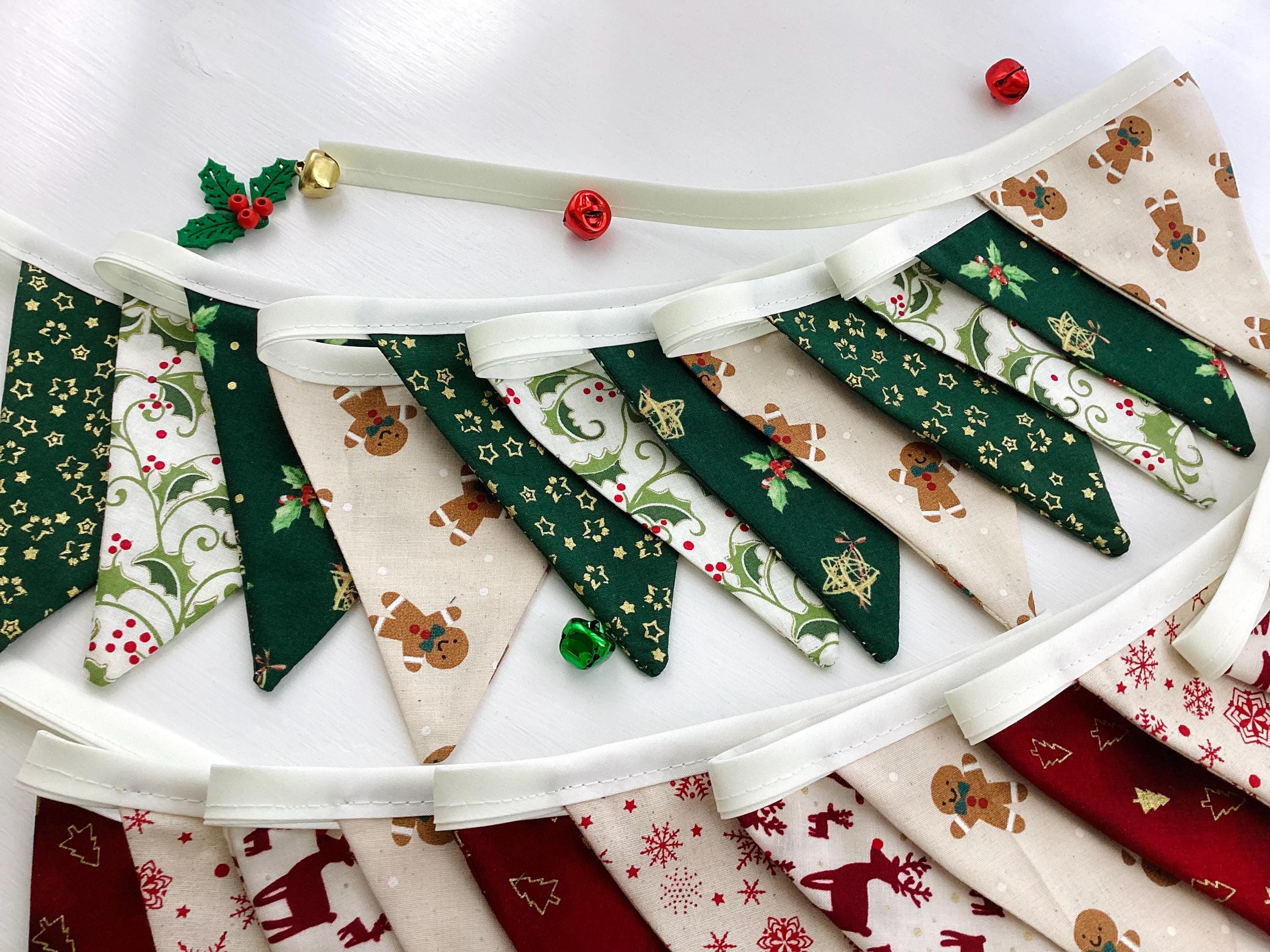 Christmas Bunting in a Scandi Tree and Holly Mix New for 2025 12 Small ...