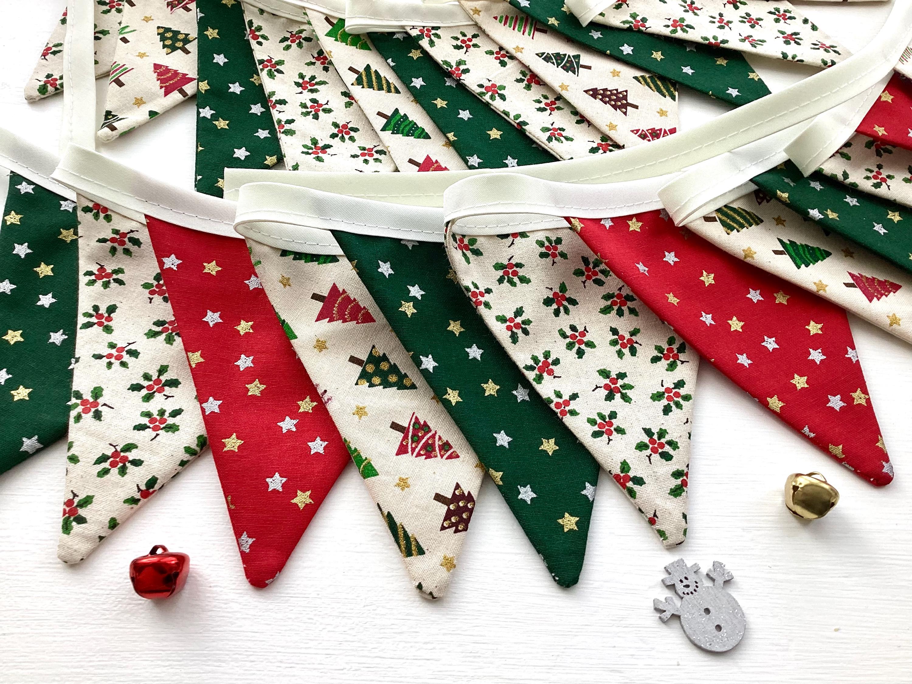Christmas Bunting in a Scandi Tree and Holly Mix New for 2025 12 Small ...