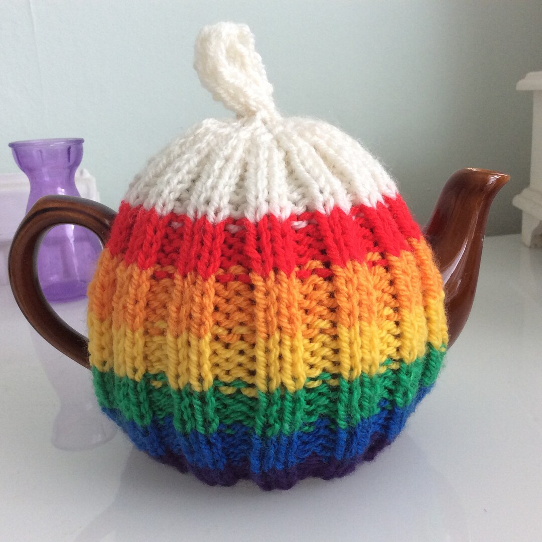 Small Knitted Tea Cosy Rainbow Pride Tea Cozy Designed to - Etsy